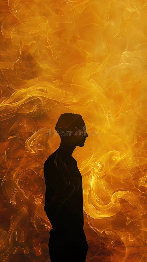 A Silhouette Against a Backdrop of Intense Heatwaves Symbolizing ...