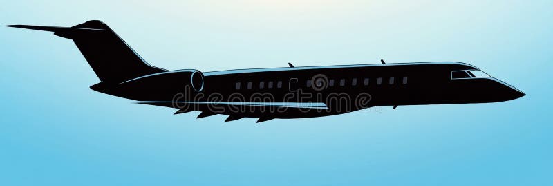 Silhouette of a Sleek Airplane Soaring Against a Clear Sky during ...