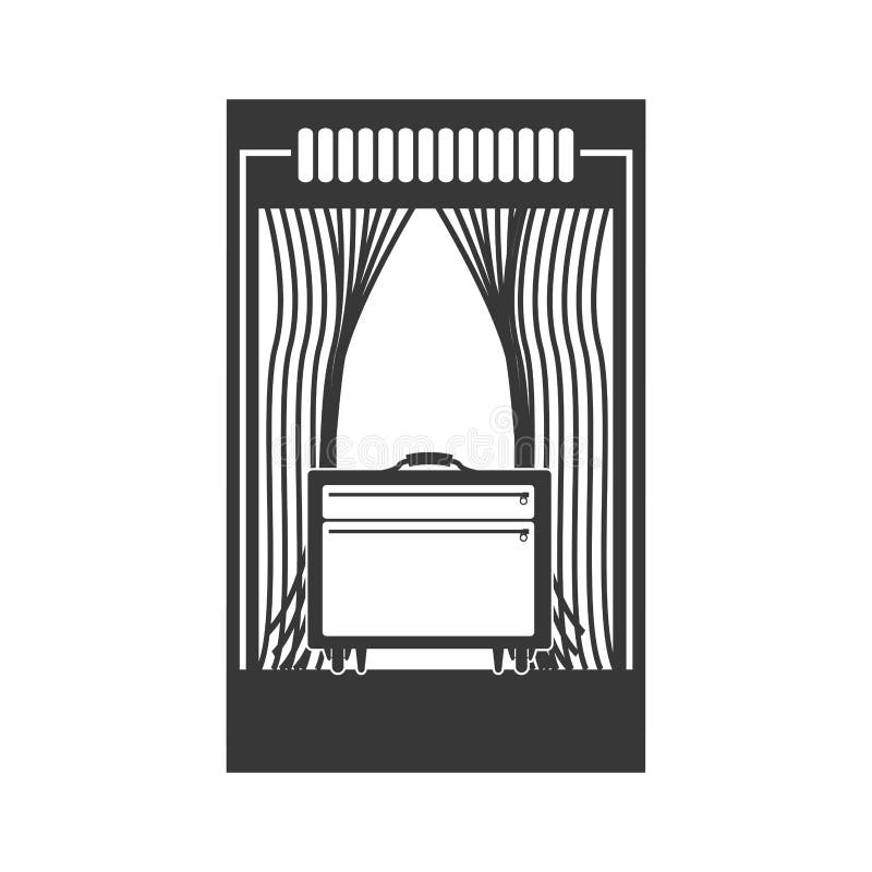 Silhouette with Officer and Person Scanner Stock Vector - Illustration ...