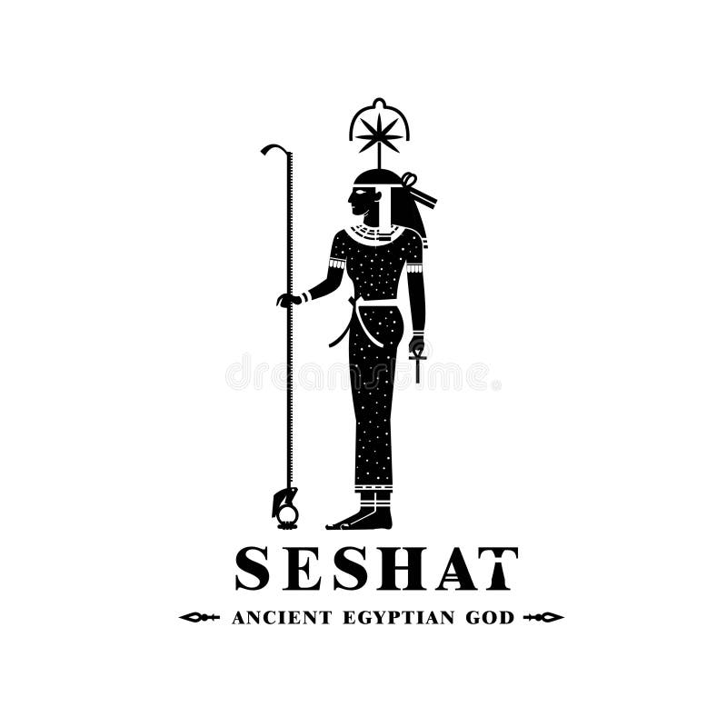 Silhouette of Ancient Egypt God Seshat, Goddess of Writing Stock Vector ...