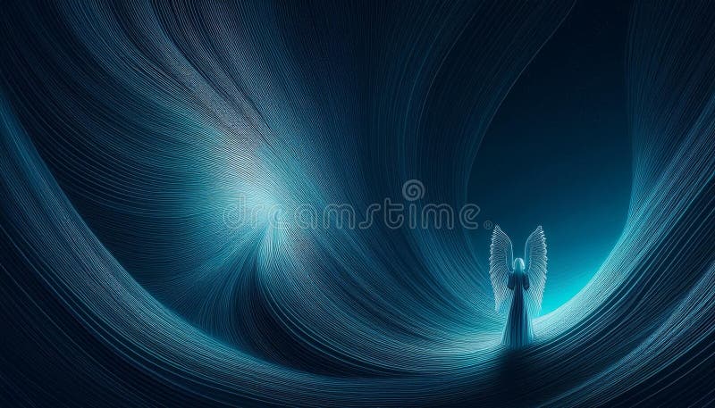 The Silhouette of an Angel with Cloud Background Stock Illustration ...