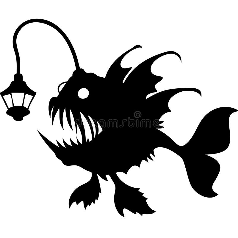 Silhouette of Angler Fish with Lantern for Vector Art and Design Stock ...