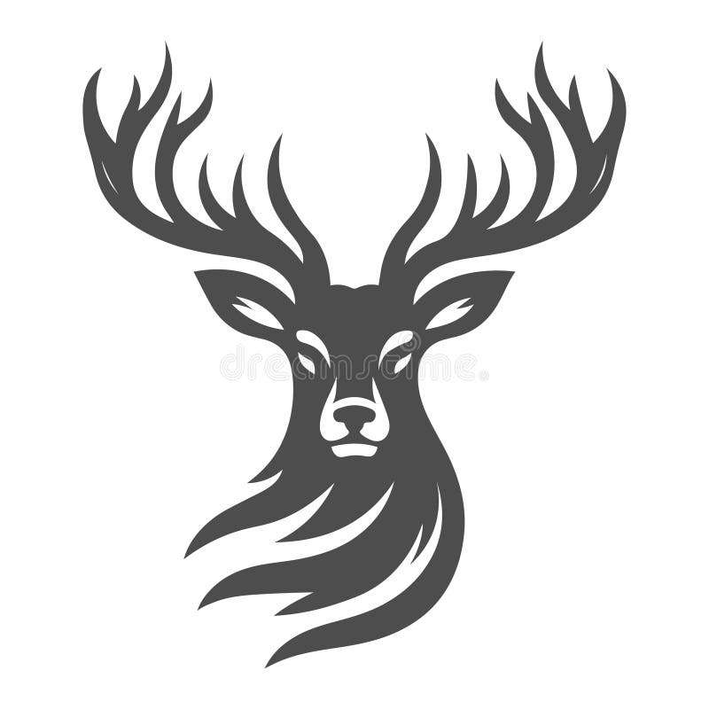 Silhouette of an Angry Deer Face Logotype Front View Stock Vector ...