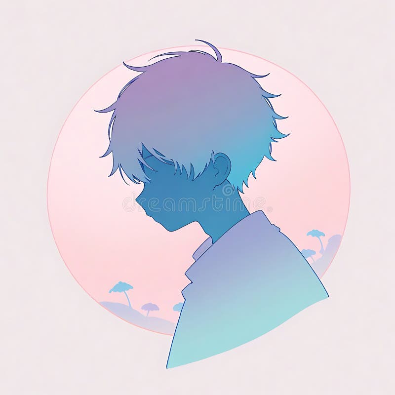 Silhouette of Anime Boy with Pastel Gradient Style. AI Generated Image ...