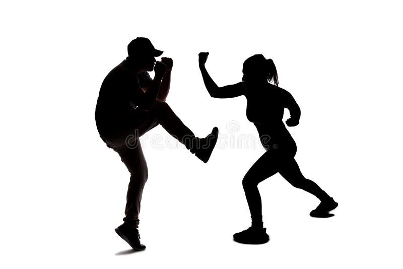 Silhouette of People Fighting or Arguing Stock Photo - Image of ...