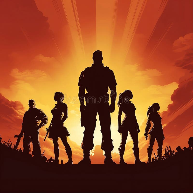 Silhouette of Army Force in the Battle Ground Stock Illustration ...