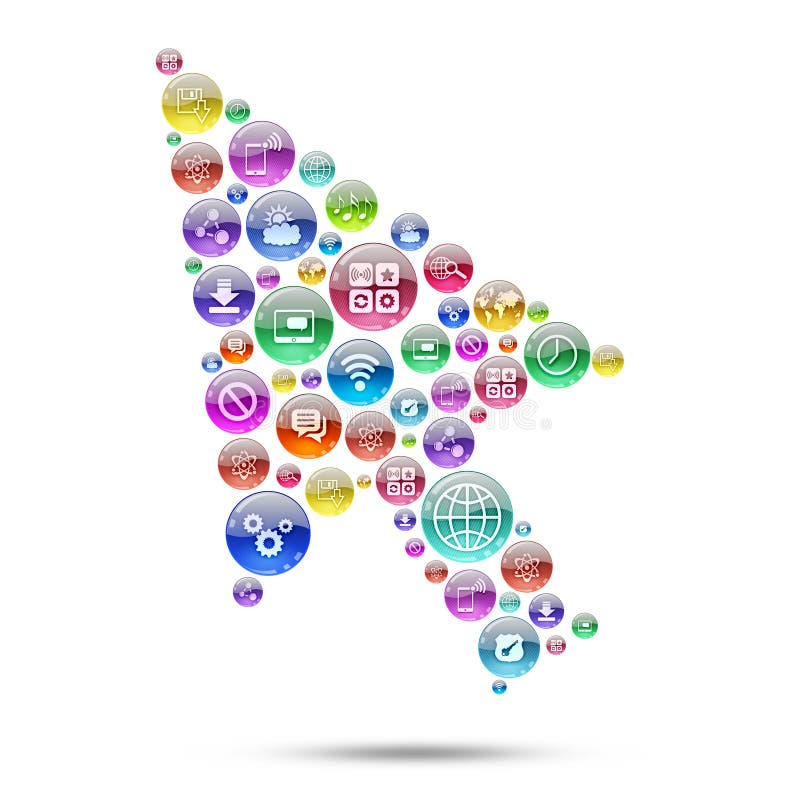 Silhouette Arrow Consisting of Apps Icons Stock Illustration ...