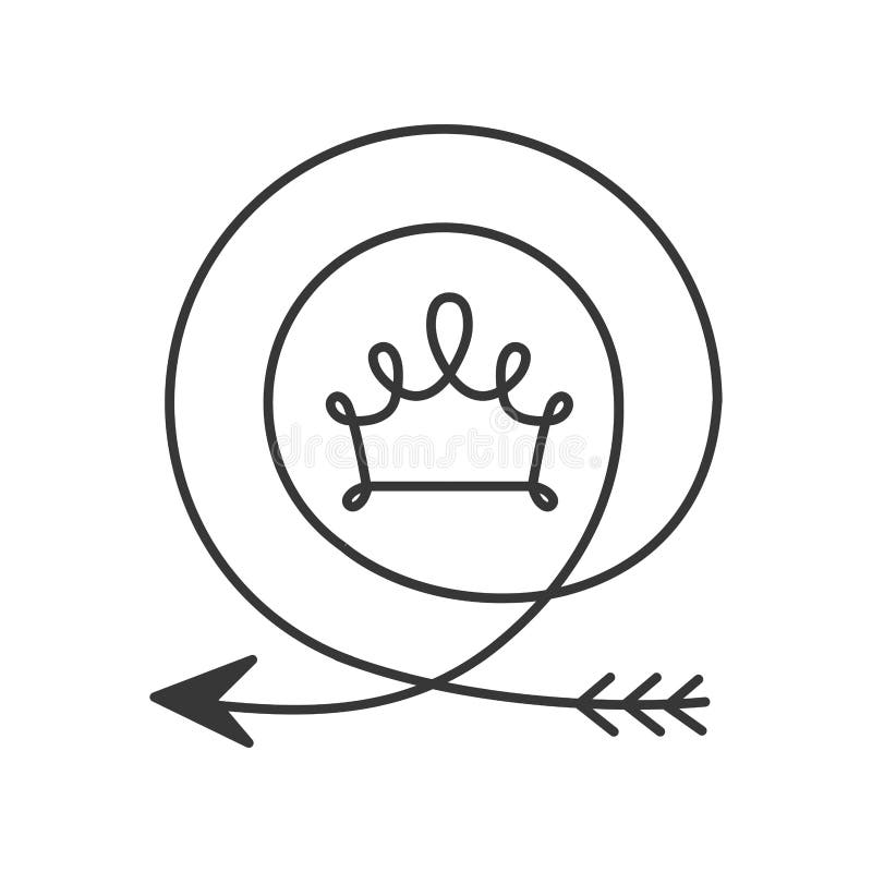 Silhouette with Arrow in Shape Circular and Crown Stock Vector ...