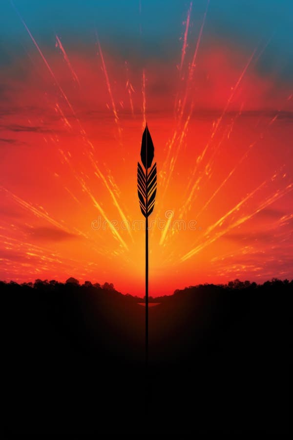Silhouette of an Arrow on a Sunset Backdrop, Signifying Direction Stock ...