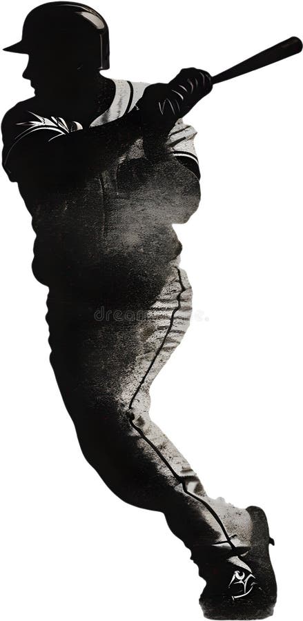 Baseball Players Dynamic Moves Showcased through Silhouette Art. Stock ...