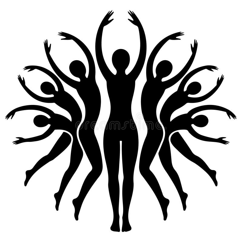 Silhouette Artwork Featuring Eight Abstract Human Figures in Expressive ...