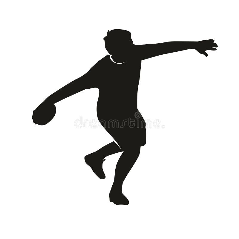 Silhouette of Athlete Throwing Discus and Trying To Throw Stock ...
