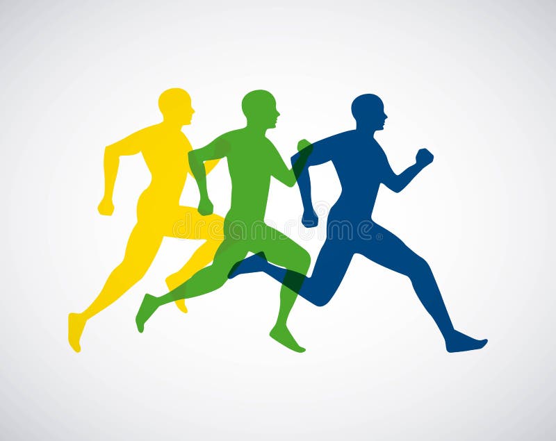 Silhouette Athletes Running Isolated Icon Design Stock Illustration ...