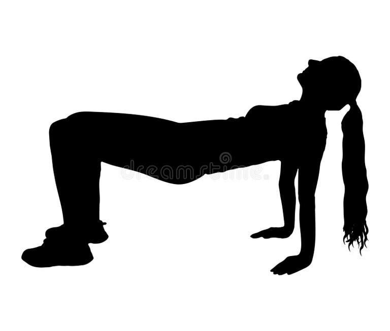 Silhouette of Athletic Woman Practicing Reverse Plank Exercise. Vector ...