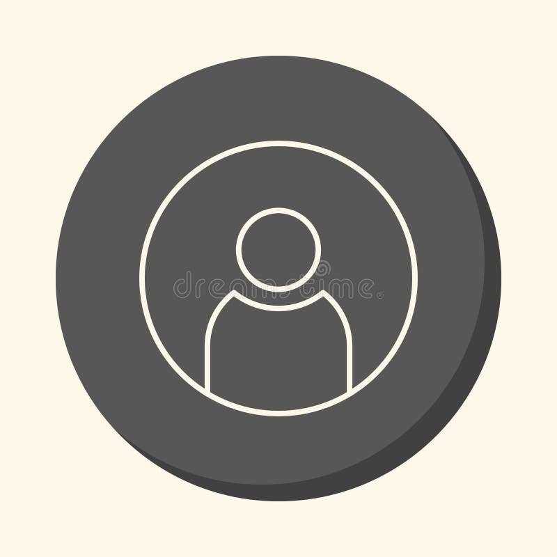 Silhouette for Avatar, Round Linear Icon with Illusion of Volume. Stock ...