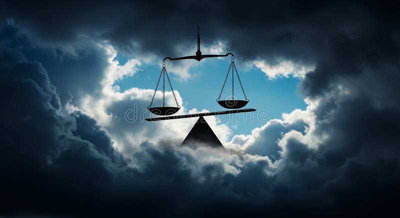 A Silhouette of a Balanced Scale, Symbolizing Justice, Appears Against ...
