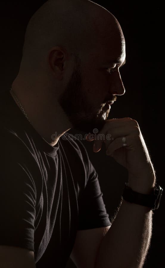 Bald man silhouette stock image. Image of portrait, shoulders - 6500073