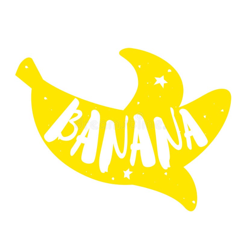 Silhouette of Banana with Lettering Text Fresh. Vector Color Label ...
