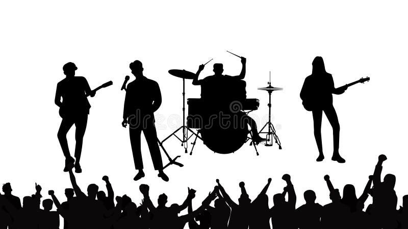 Silhouette of a Band on a Concert Stage Stock Vector - Illustration of ...