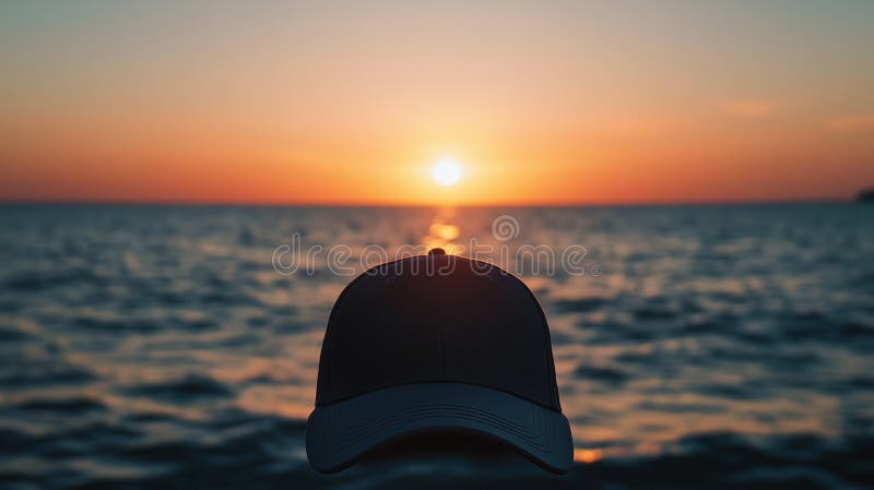 A Silhouette of a Baseball Cap is Seen Against the Backdrop of a Serene ...
