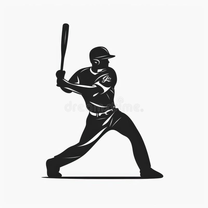 Silhouette of a Baseball Player in Mid-swing. Stock Illustration ...