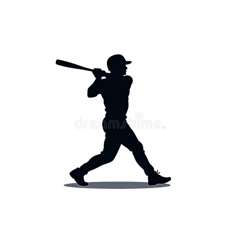 Silhouette of a Baseball Player in Mid-swing Stock Illustration ...
