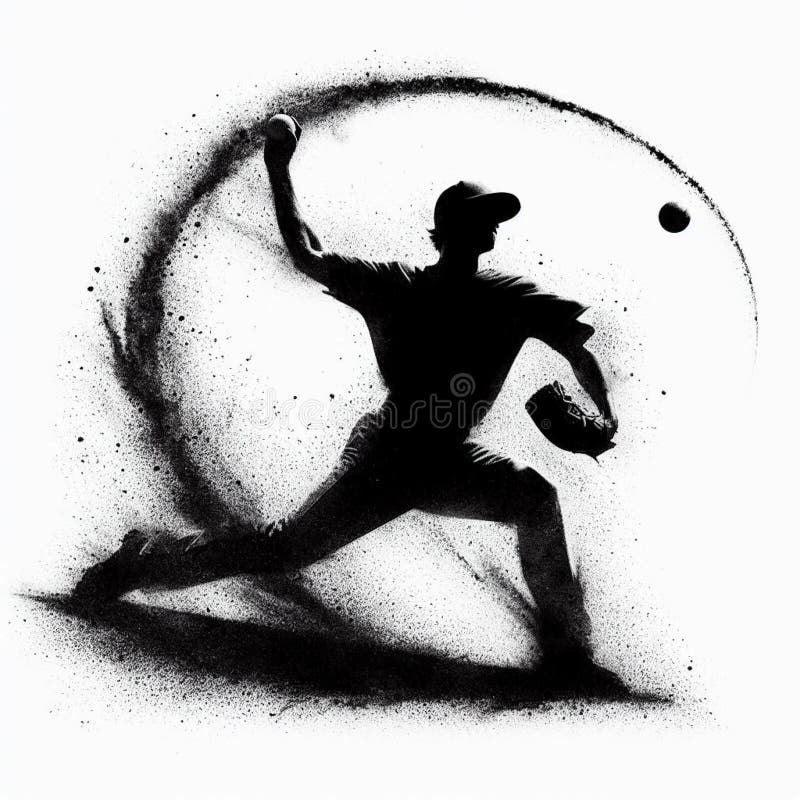Silhouette of a Baseball Player Stock Illustration - Illustration of ...