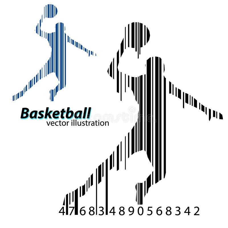 Silhouette of a Basketball Player and Barcode. Stock Vector ...