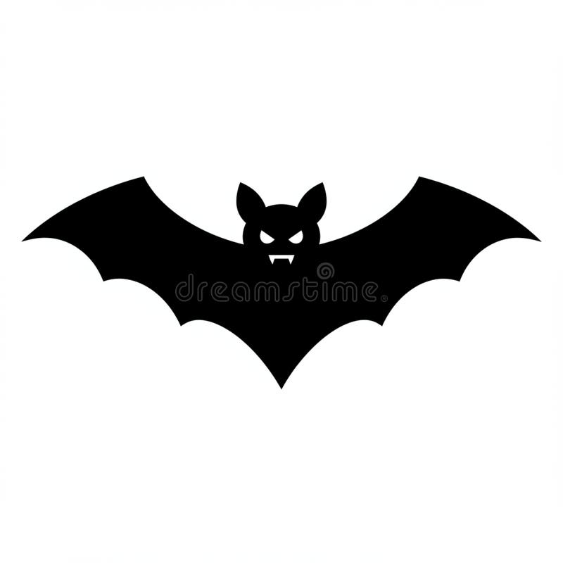 Silhouette of a Bat with Exaggerated Features, Including Sharp Fangs ...