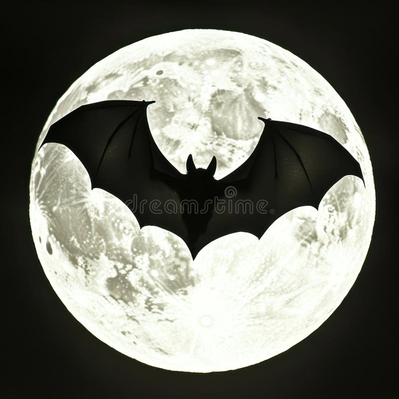A Silhouette of a Bat Flying in Front of a Full Moon, Creating a Spooky ...
