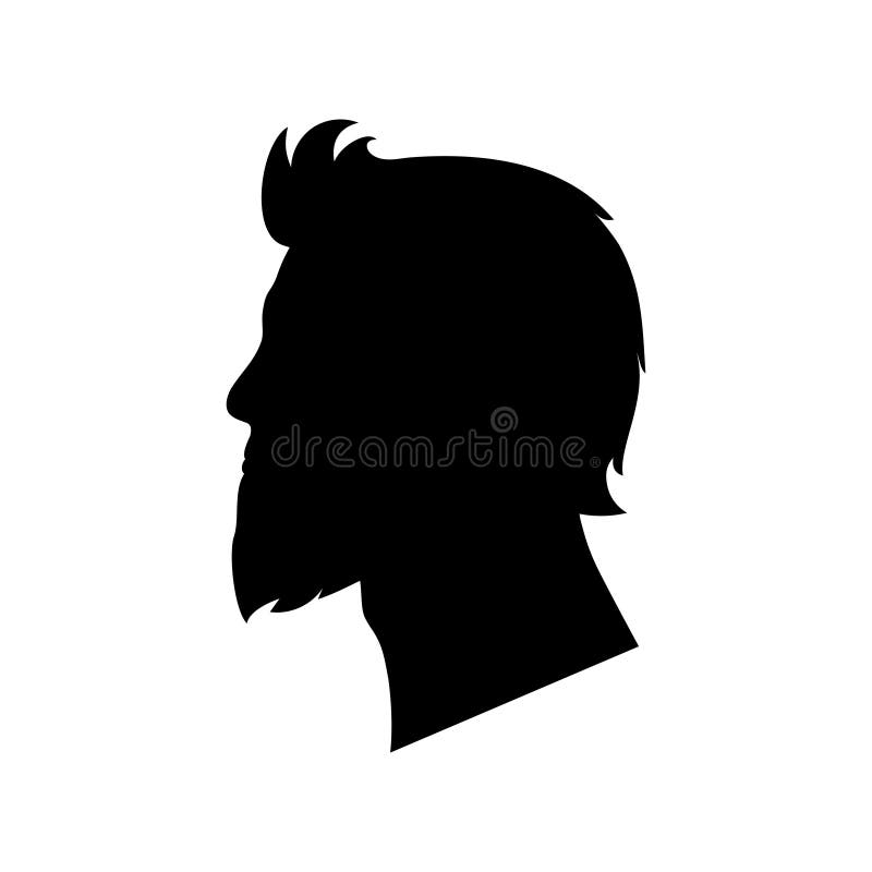 Silhouette Bearded Man Portrait in Profile Stock Vector - Illustration ...