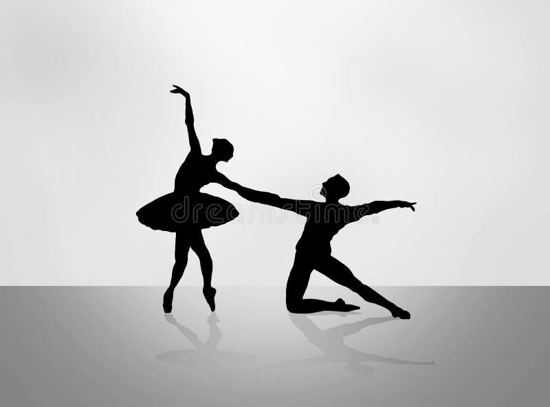 Silhouette of a Beautiful Couple of Ballet Dancers Stock Image - Image ...