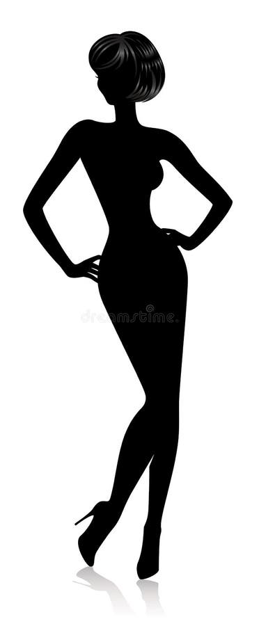 Silhouette Beautiful woman stock vector. Illustration of retro - 9616879