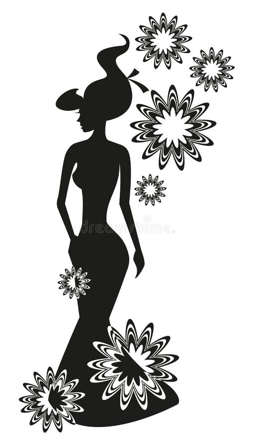 Silhouette Beautiful Woman with Stars - Vector Illustration Stock ...