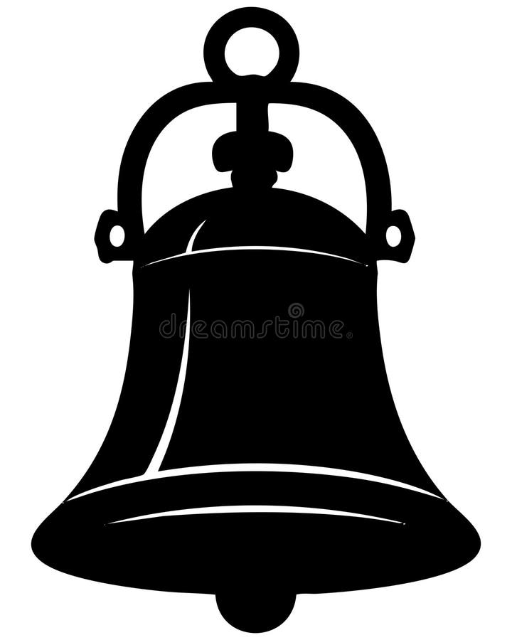 Black Vector Silhouette of a Bell with a Classic Design and Detailed ...
