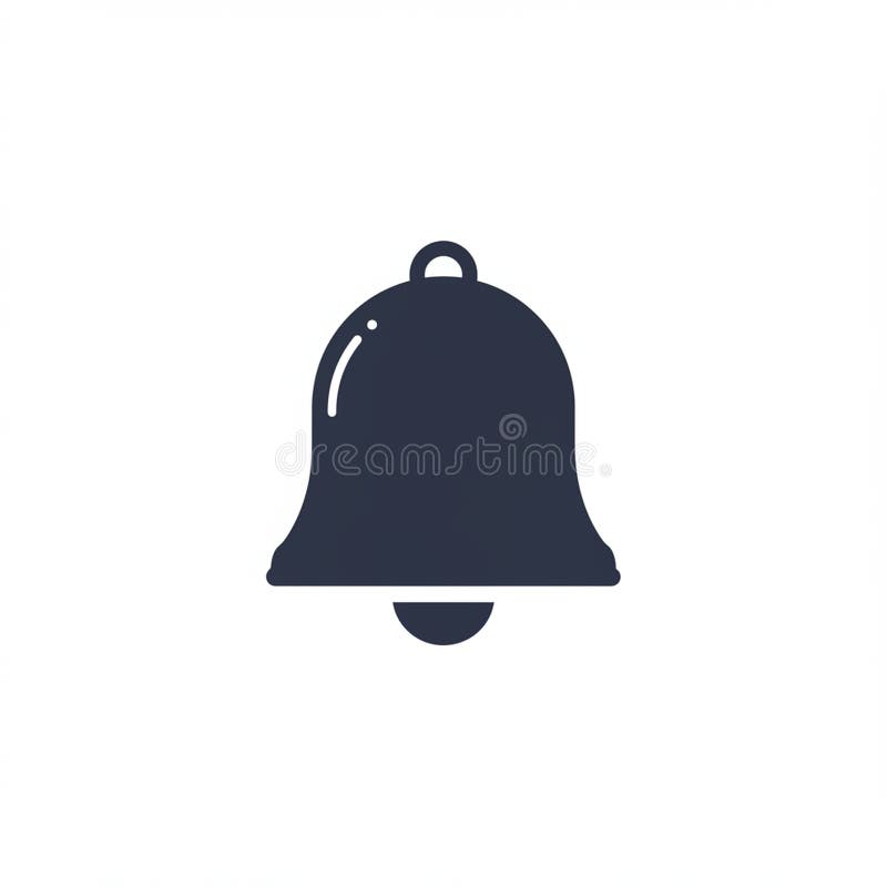 Silhouette of a Bell Icon with a Loop at the Top, Solid Black on a ...