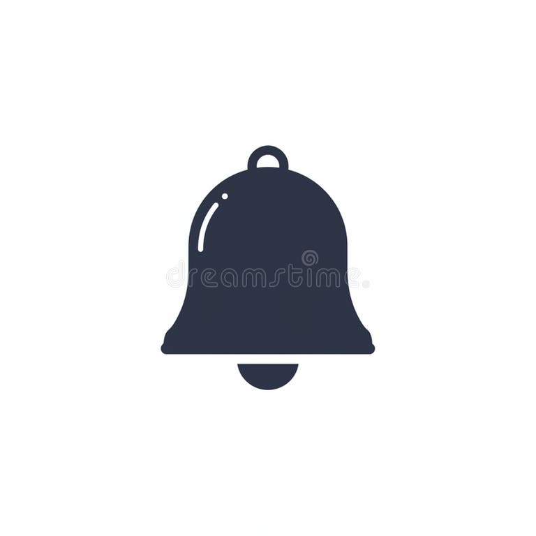 Silhouette of a Bell Icon with a Loop at the Top, Solid Black on a ...