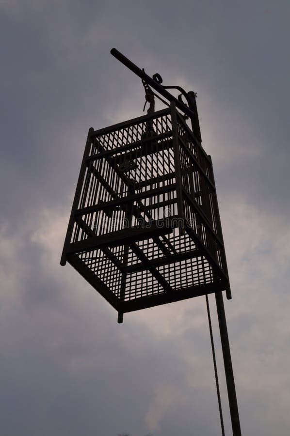 Silhouette of Bird Cage on Sky. Stock Image - Image of caged, black ...