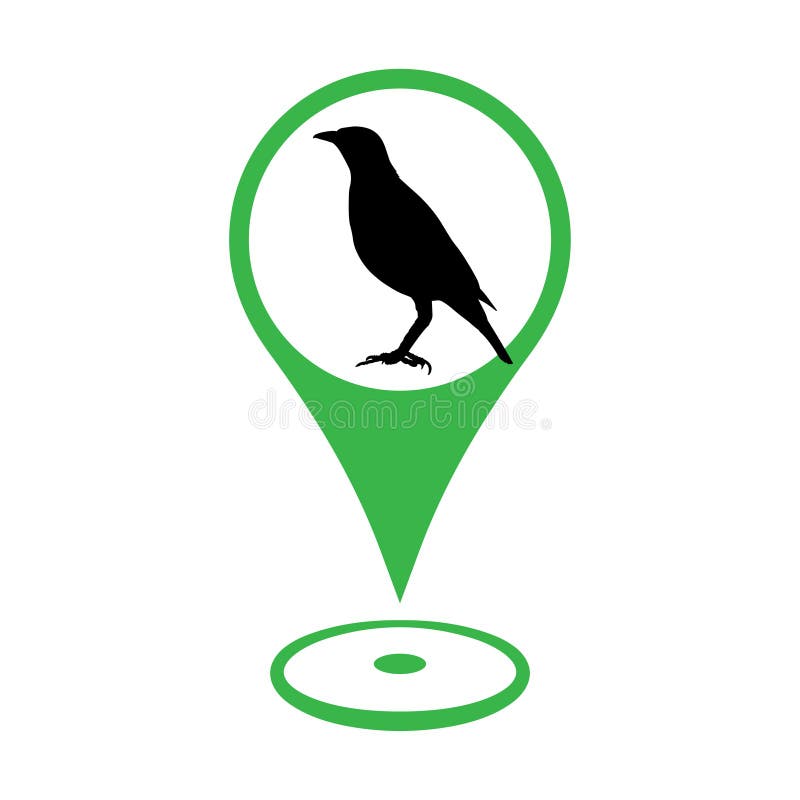 Silhouette of a Bird on a Location Marker, Vector Stock Vector ...