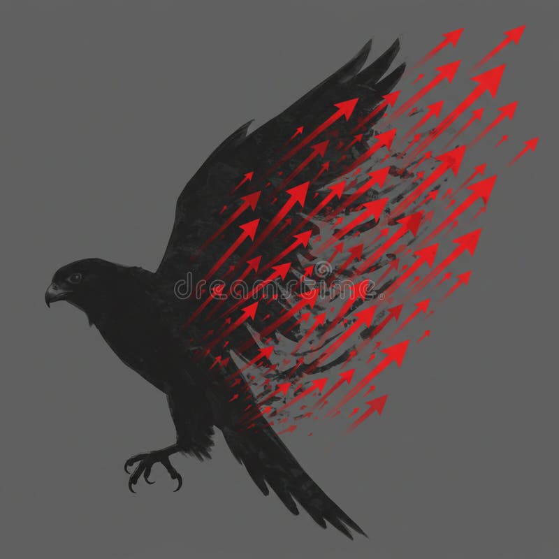 Silhouette of a Bird, Possibly a Hawk, Against a Gray Background. the ...