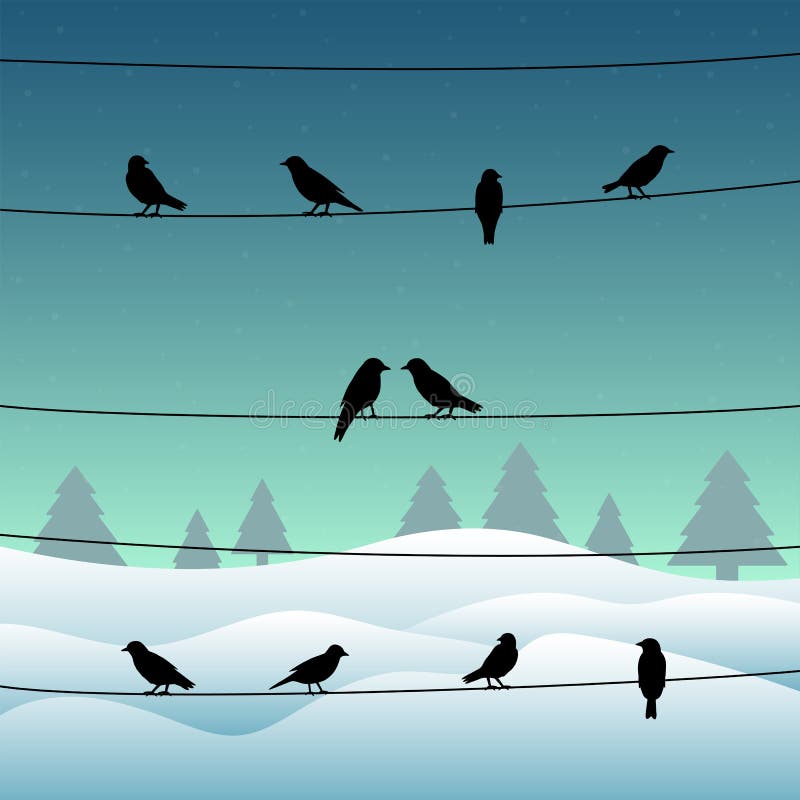 Birds Wires Vector Background Stock Illustrations – 174 Birds Wires ...