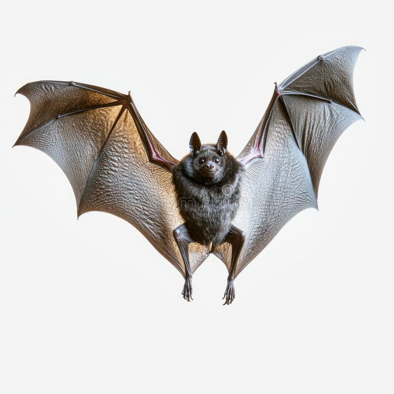 Silhouette of a Black Bat in Flight Against a White Background ...