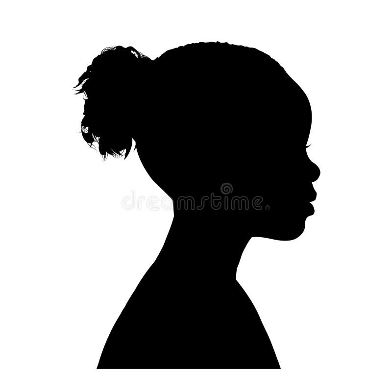 Silhouette of a Black Girl Side View Stock Vector - Illustration of ...