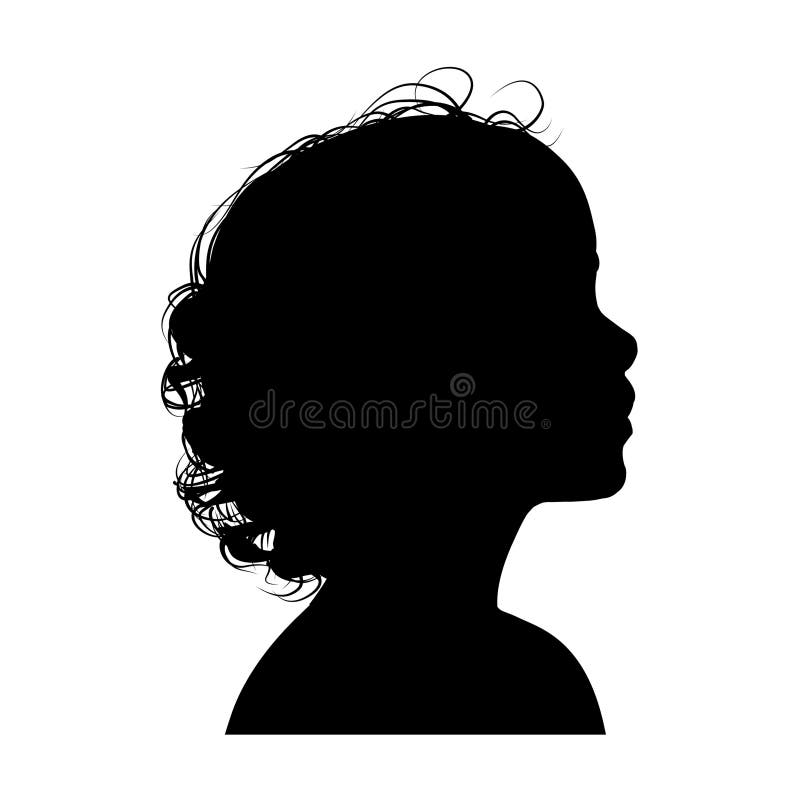 Silhouette of a Black Girl Side View Stock Vector - Illustration of ...