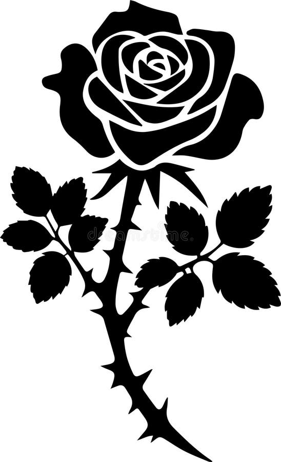 Silhouette of a Blossom Rose and a Nice Victor Flowers Stock ...