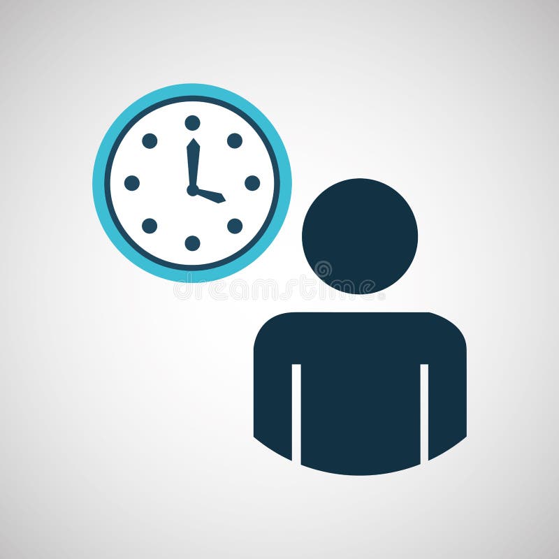 Silhouette Blue Man Clock Watch Time Design Icon Stock Illustration ...