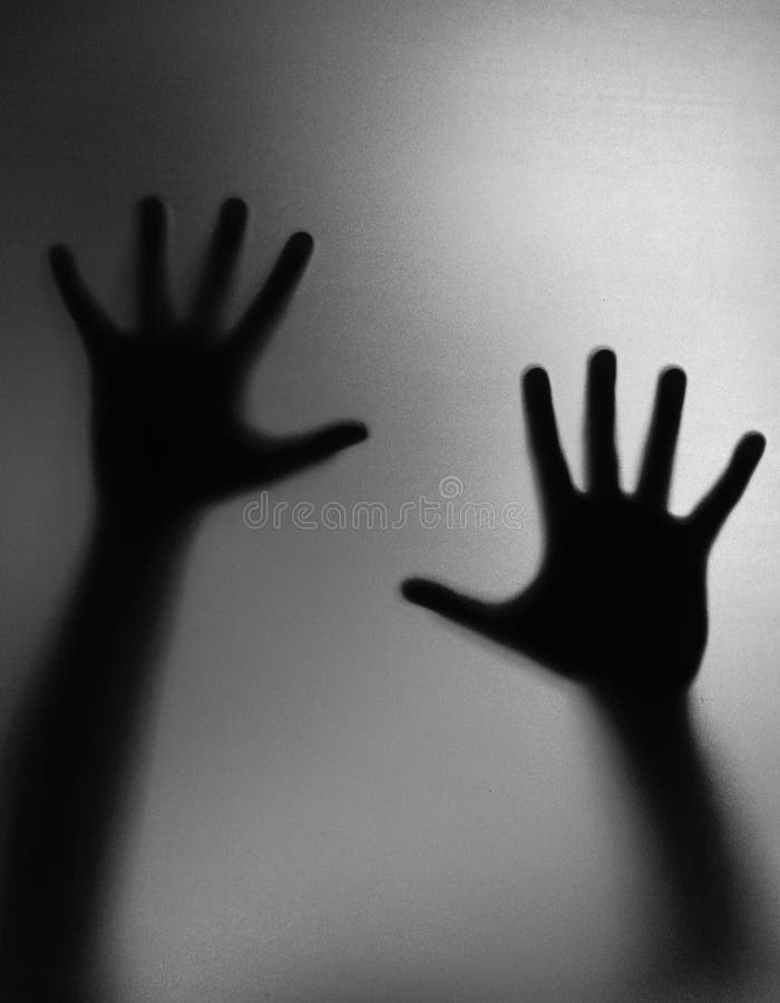 Silhouette Blur of Hand on Mirror Halloween Concept Stock Photo - Image ...