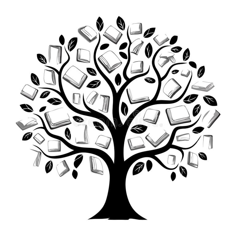 Silhouette Book Tree Education Concept Vector for Libraries and Learning Resources Stock Photo ...