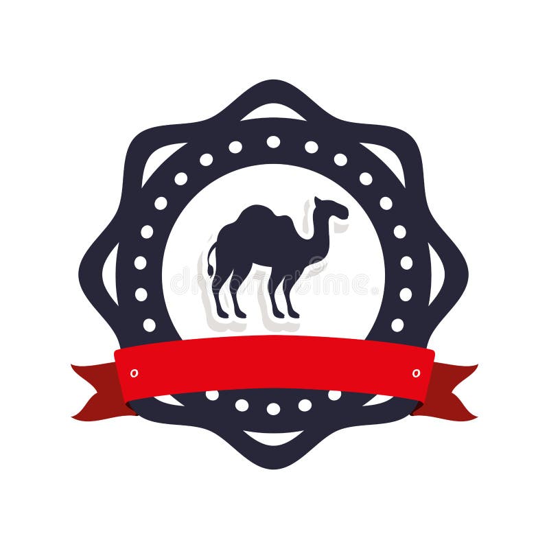 Silhouette Border with Camel and Label Stock Vector - Illustration of ...