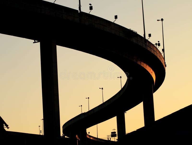 Silhouette Bottom of the Road Stock Photo - Image of concrete, overpass ...